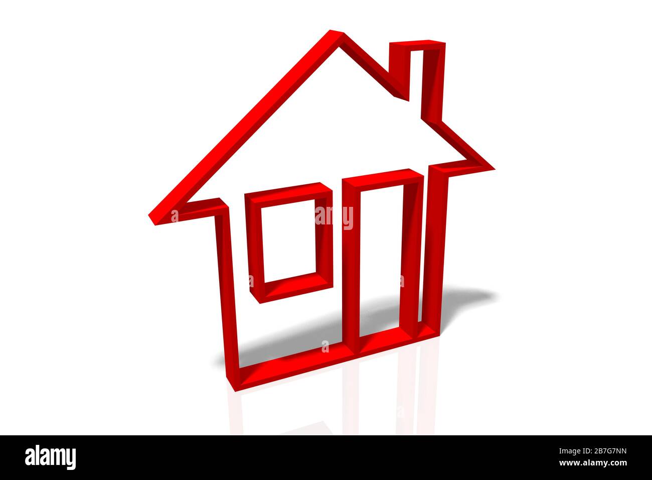 3D red house shape - outline Stock Photo - Alamy