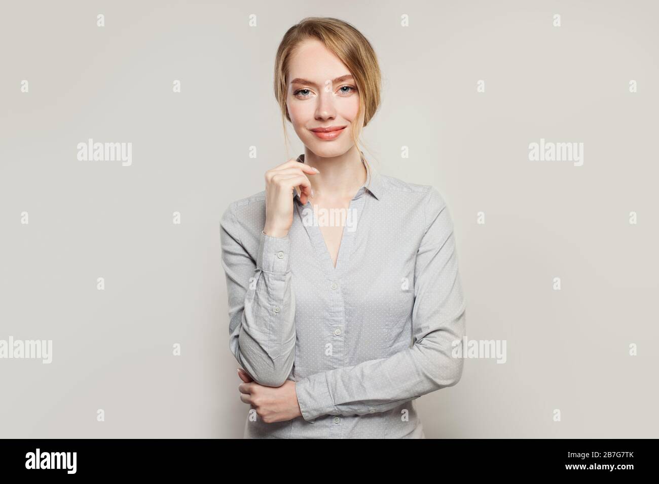 Smart woman portrait on white Stock Photo - Alamy
