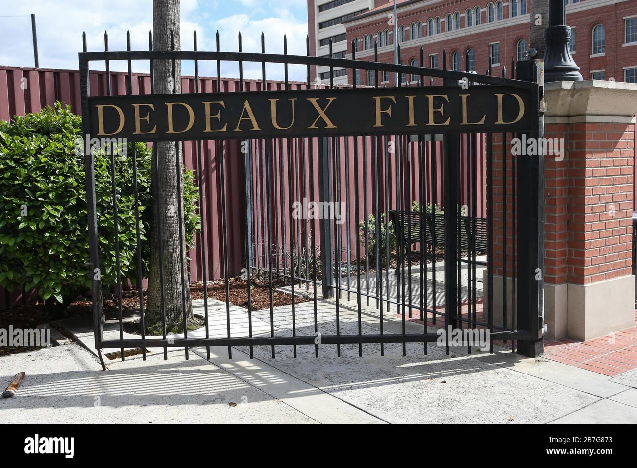 Detailed view of USC Dedeaux Stadium gate Los Angeles, California, USA ...