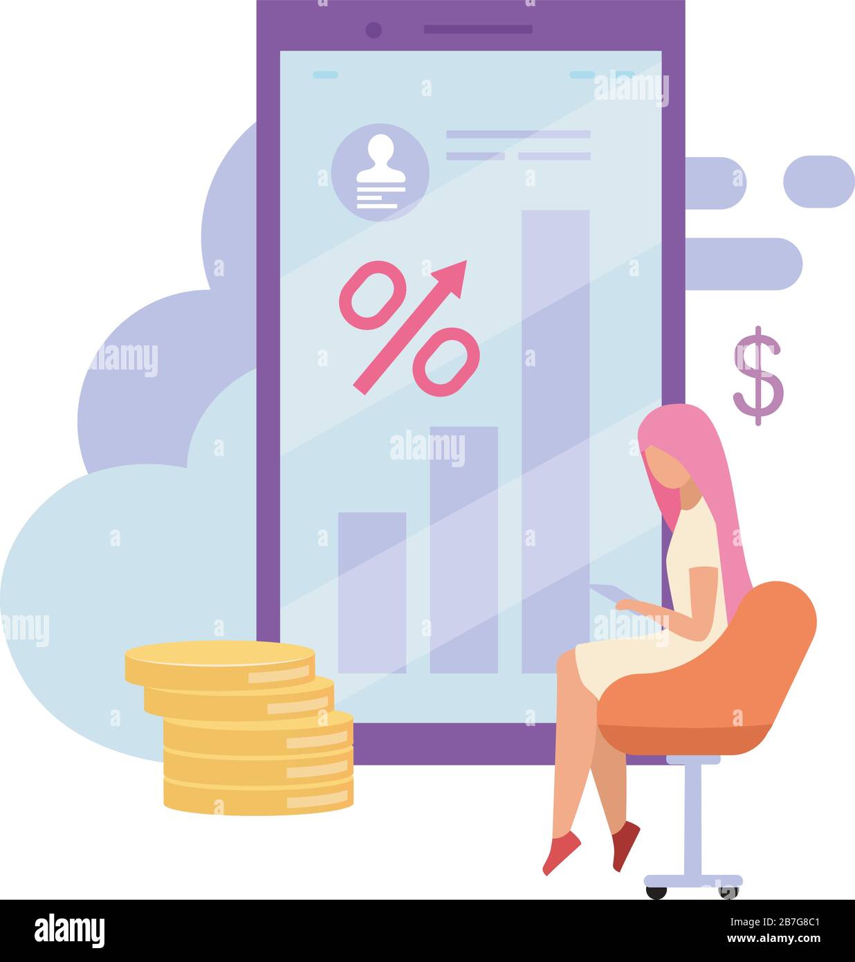 Mobile banking account balance flat vector illustration Stock Vector ...