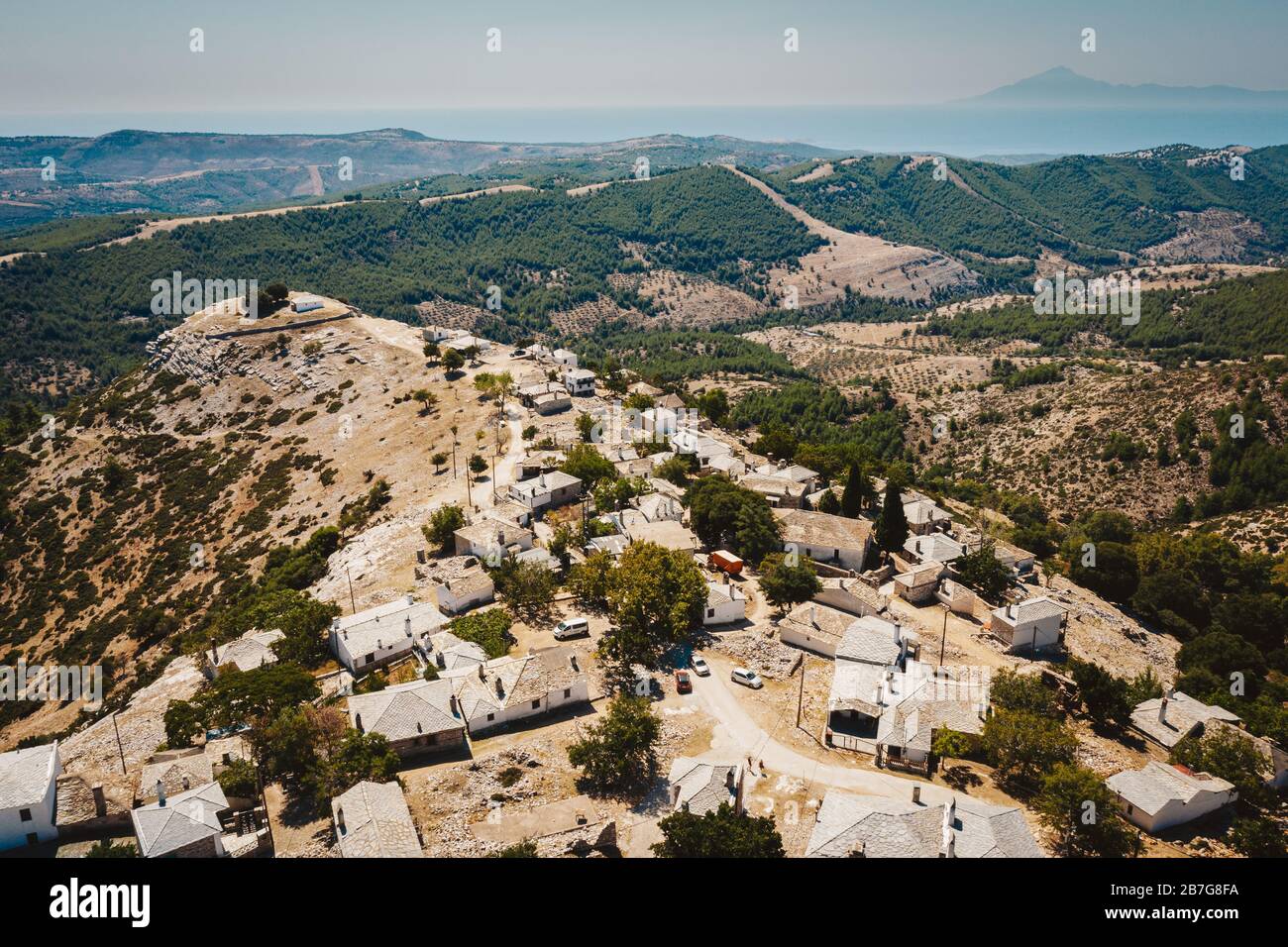Castro Village in the middle of Thassos Island, Greece. Traditional ...