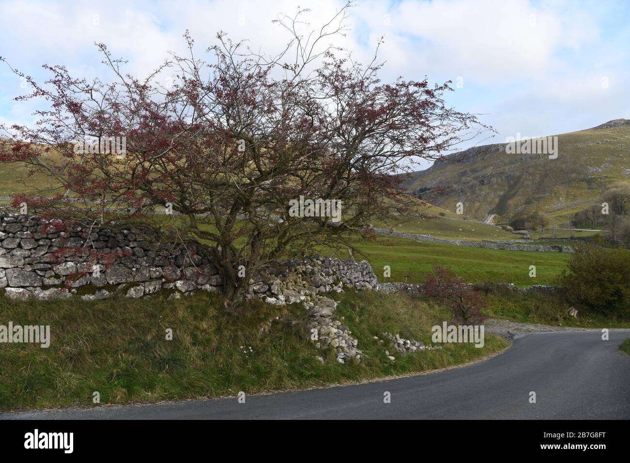 Road from Malham to Gordale Scar in North Yorkshire, England, UK Stock ...
