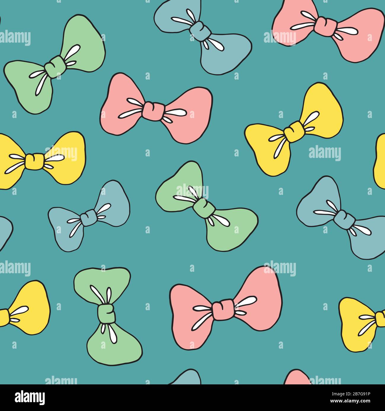cute seamless pattern with colorful bows, blue background Stock Vector ...