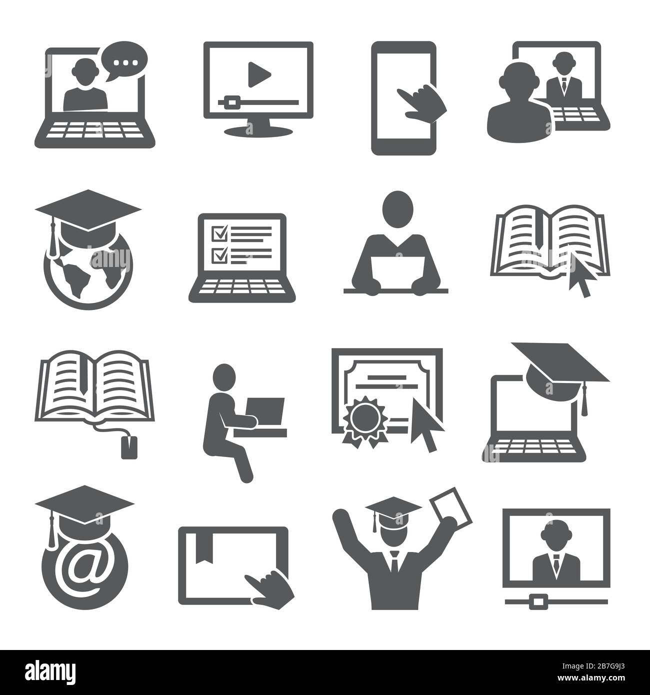 Online education icons set on white background Stock Vector Image & Art ...