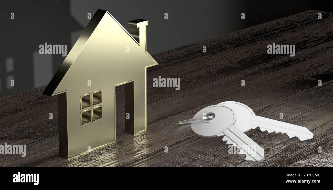 House shape, keys - real estate/ ownership concept - 3D rendering Stock ...