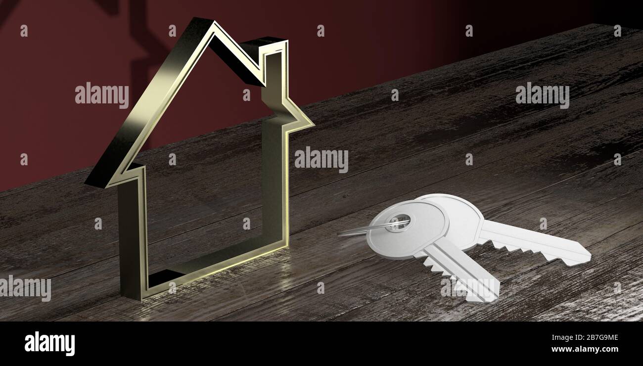 House shape, keys - real estate/ ownership concept - 3D rendering Stock ...