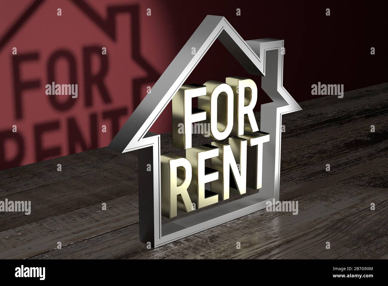 House shape - for rent concept - 3D rendering Stock Photo - Alamy