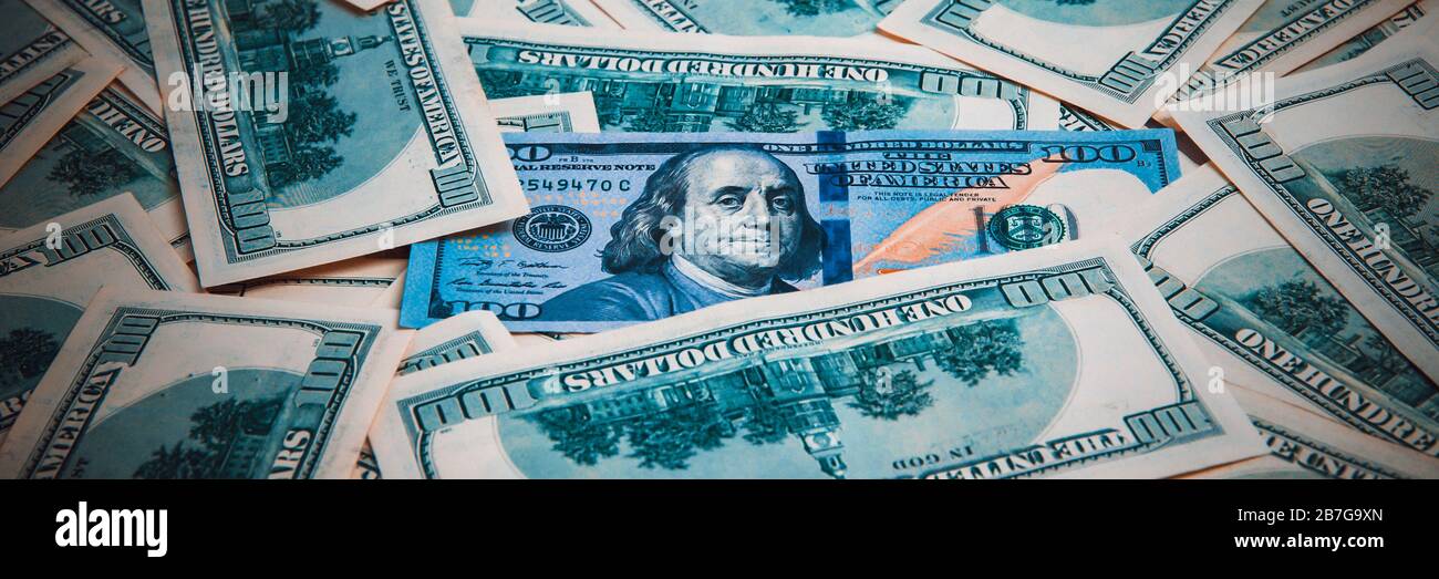 Cash of hundred dollar bills, dollar background image. A pile of one ...
