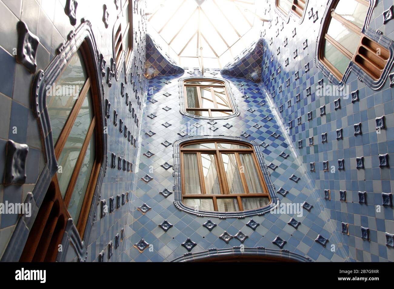 Barcelona, Spain - May 23, 2019: Interior of Casa Batllo with tile of ...