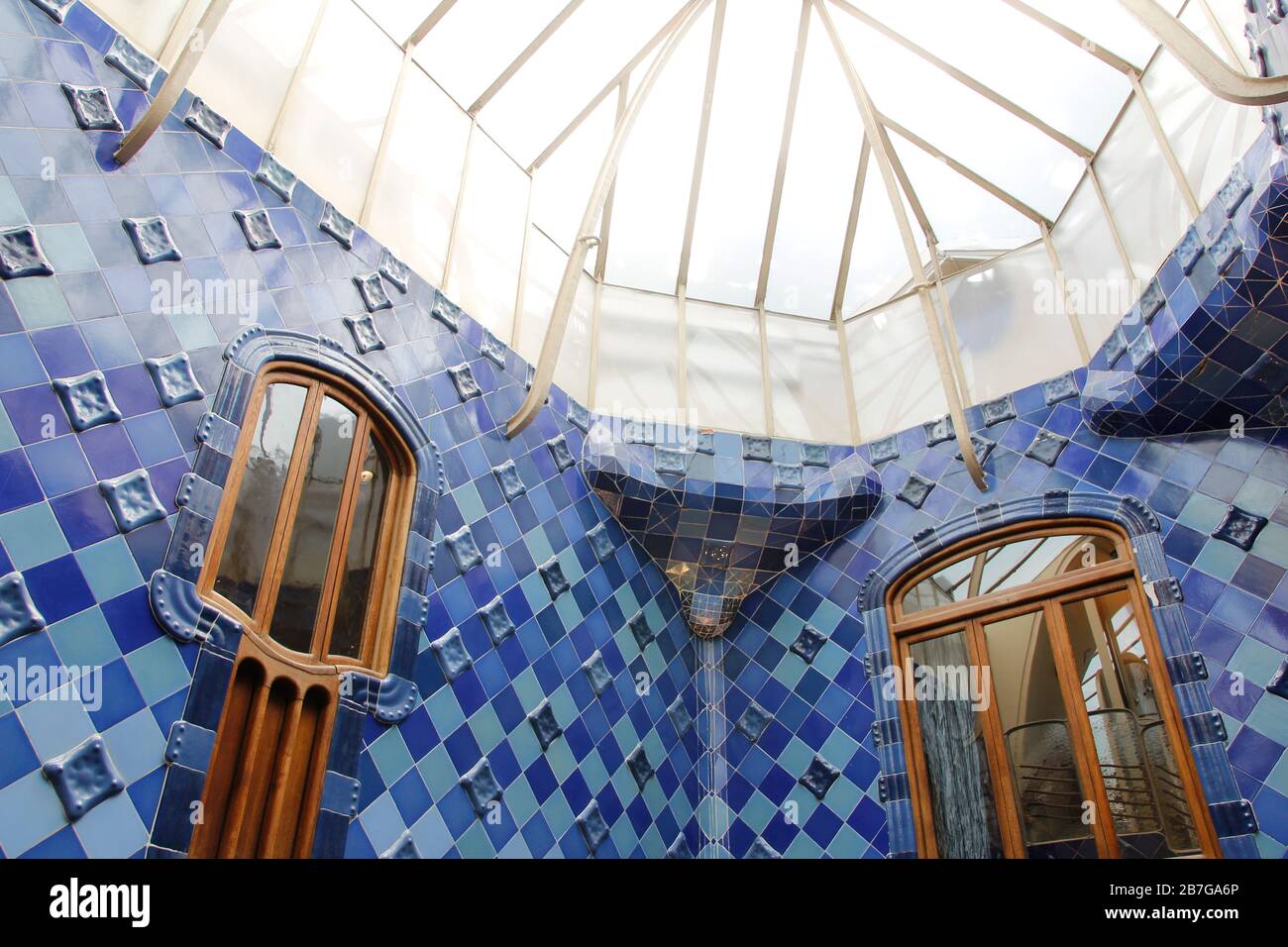 Barcelona, Spain - May 23, 2019: Interior of Casa Batllo with tile of ...