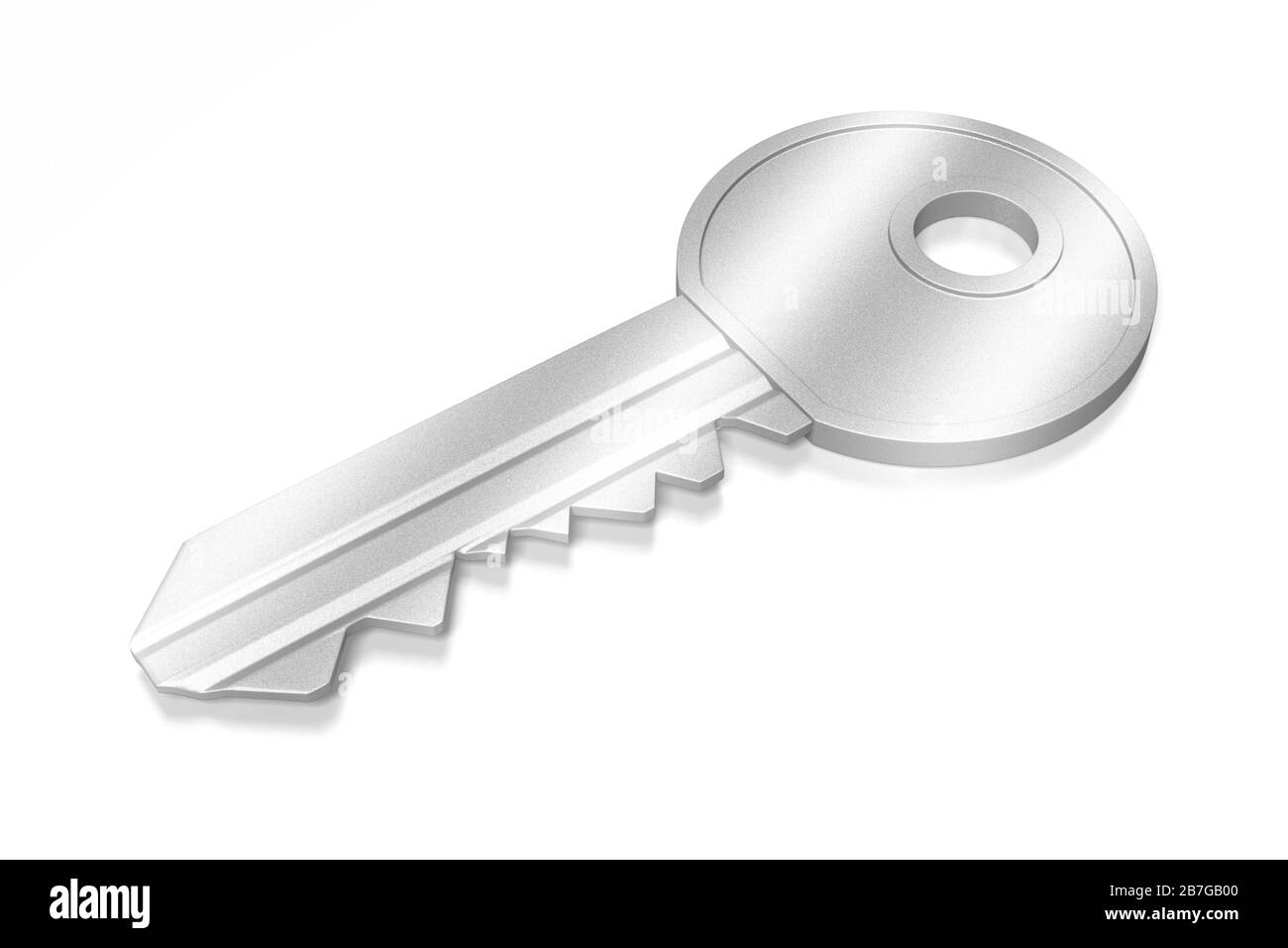 3D silver key on white background Stock Photo - Alamy