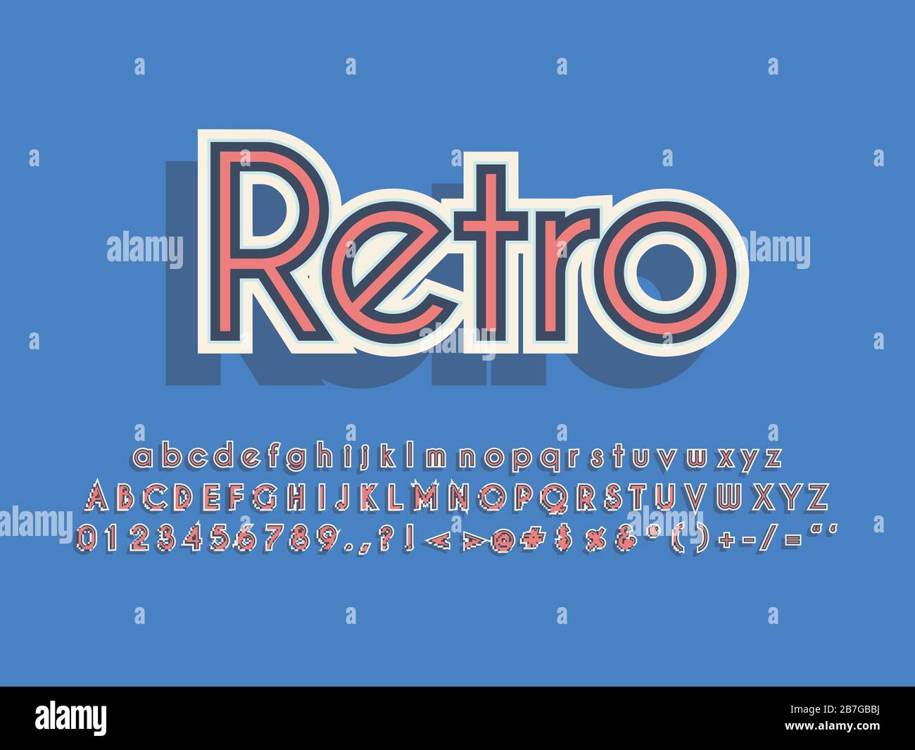 Stylish trendy logotype Retro Bar. 3D colorful Font. Vintage style ...