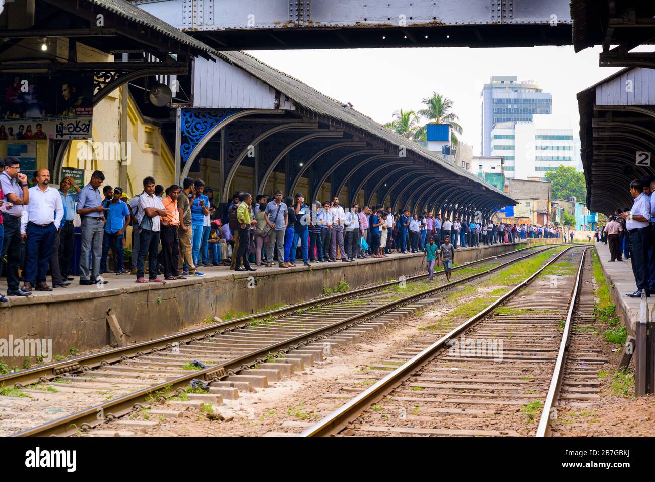 South Asia Sri Lanka Capital City Colombo Kompannavidiya Station rails ...