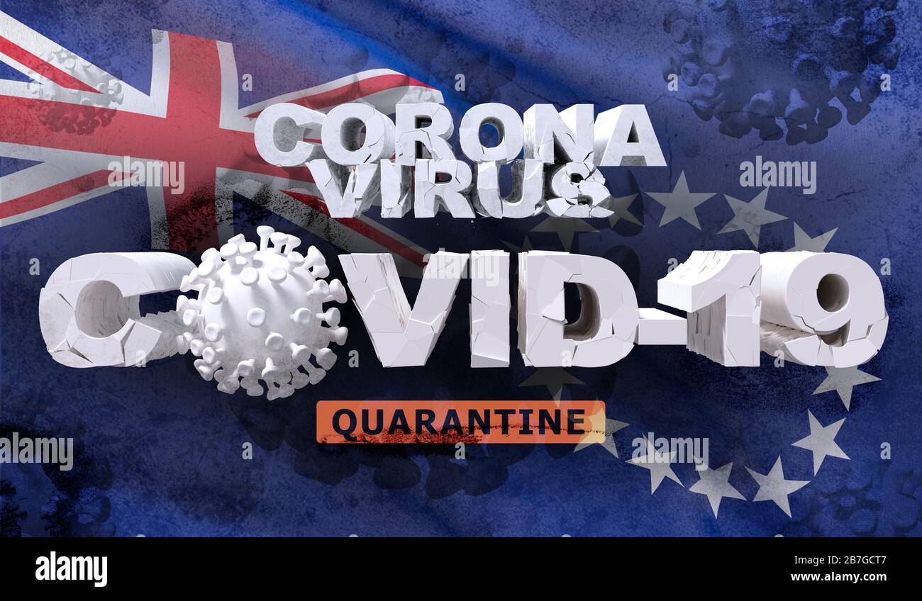 Coronavirus disease COVID-19 infection concept on waving national flag ...