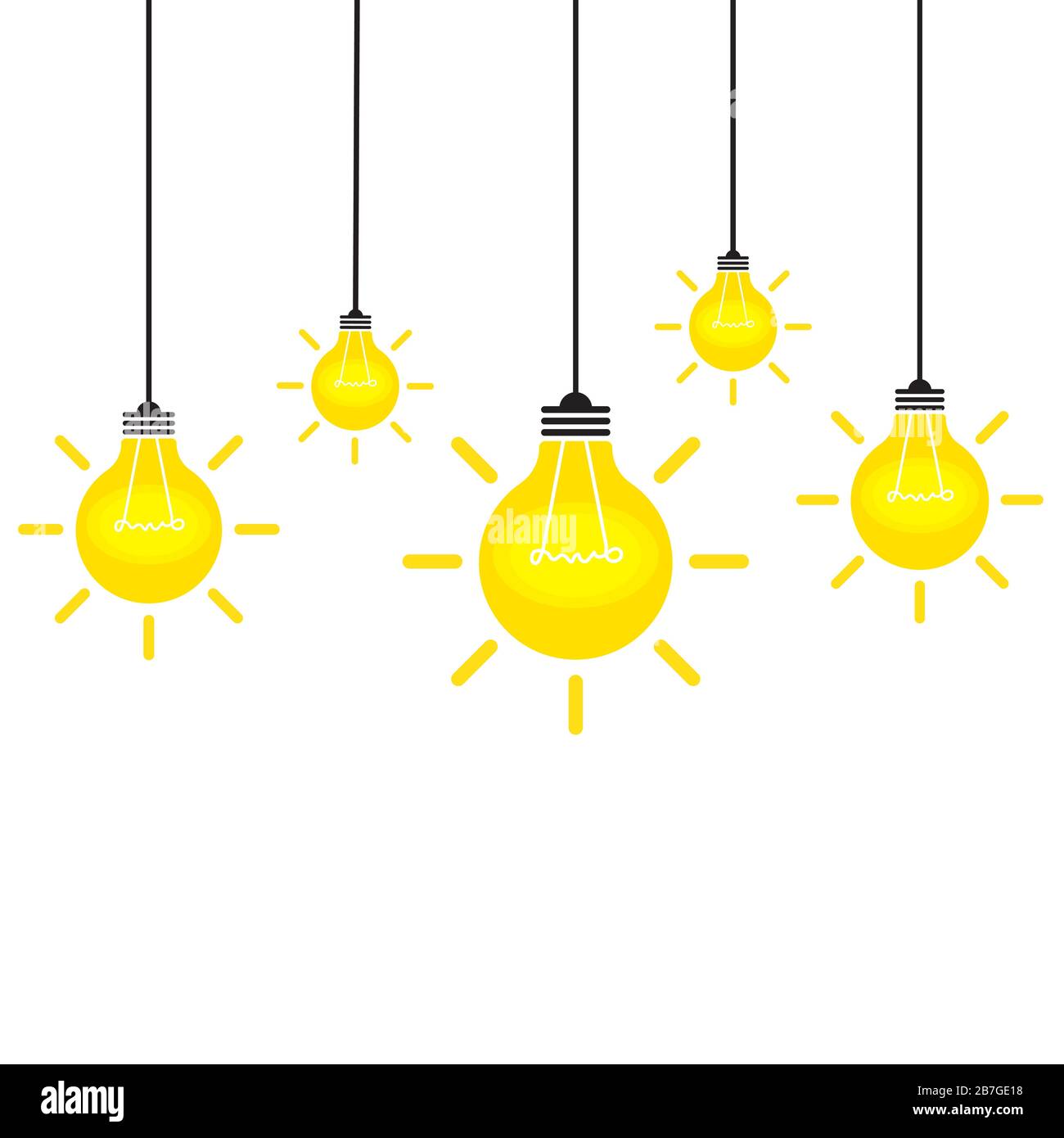 Set of hanging light bulbs. Light bulbs background. Vector illustration ...
