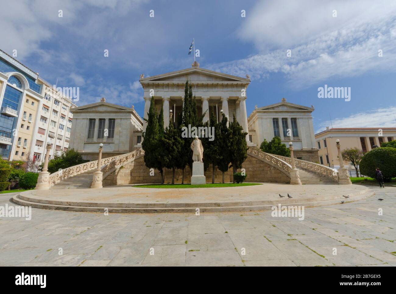 Exterior view of the National Library of Greece in the Panepistimio ...