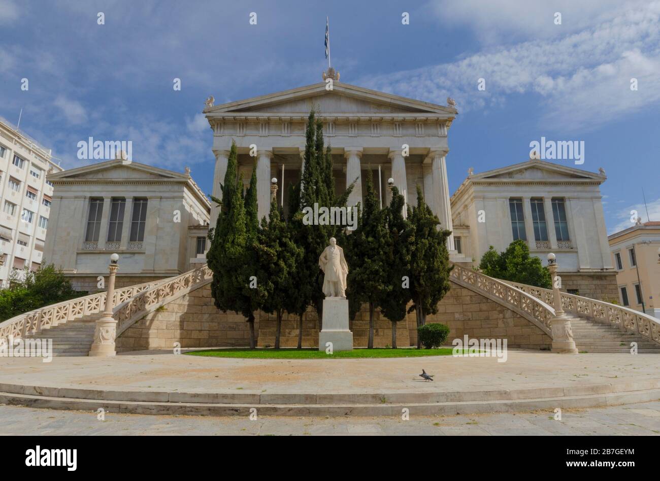 Exterior view of the National Library of Greece in the Panepistimio ...