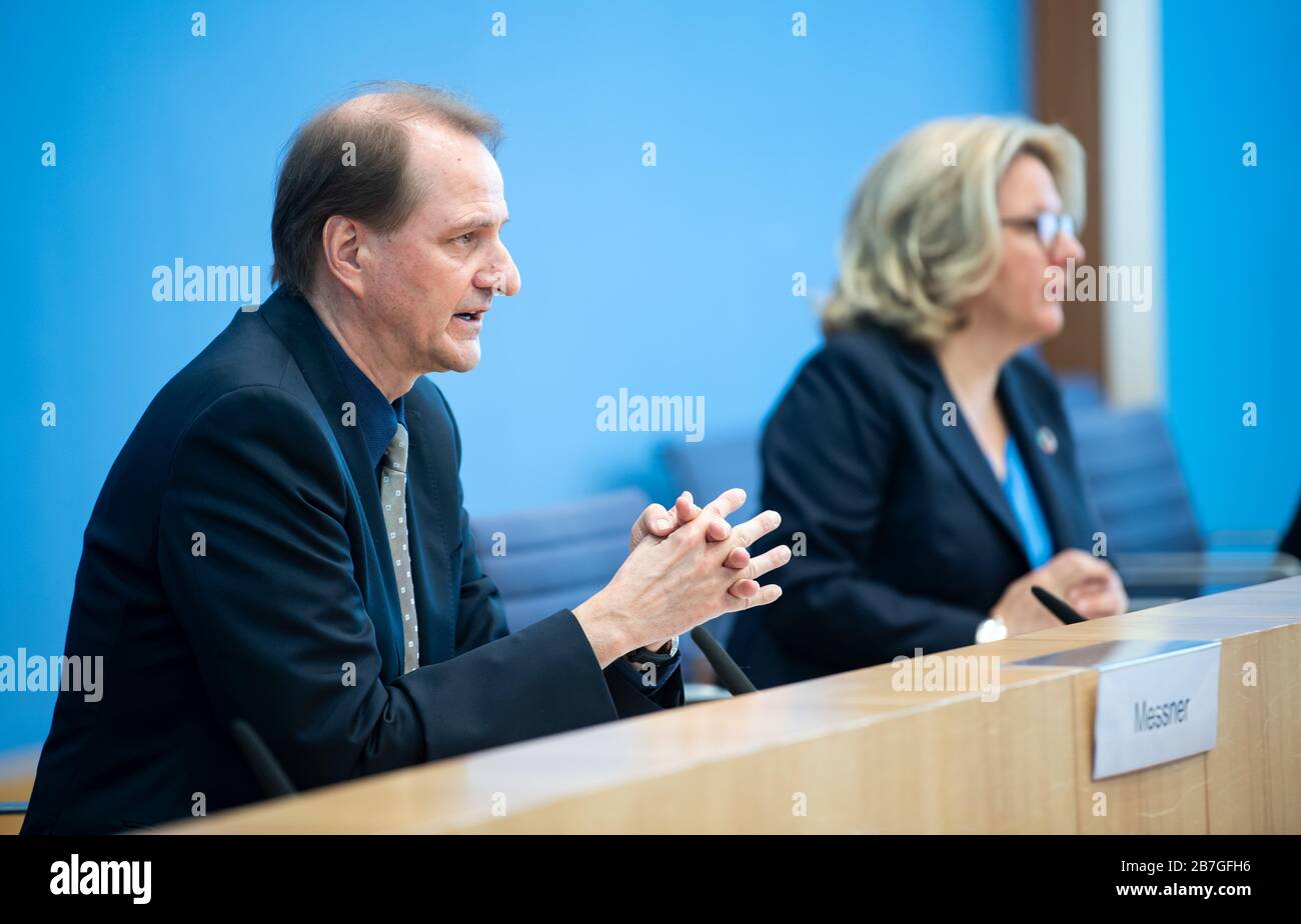 Berlin, Germany. 16th Mar, 2020. Svenja Schulze (r, SPD), Federal ...
