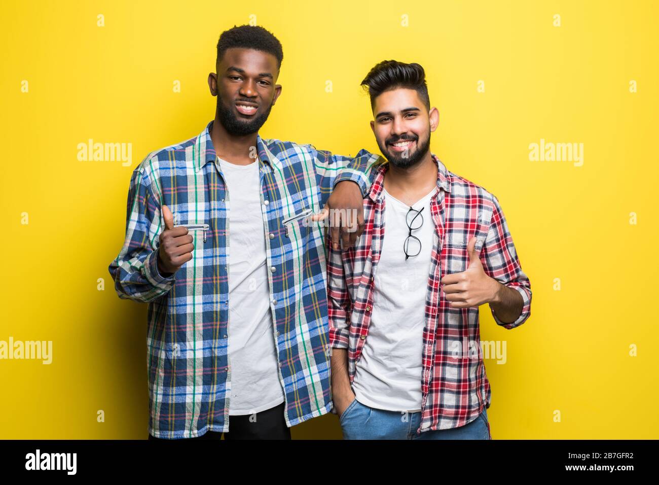 Portrait two brothers standing back hi-res stock photography and images ...