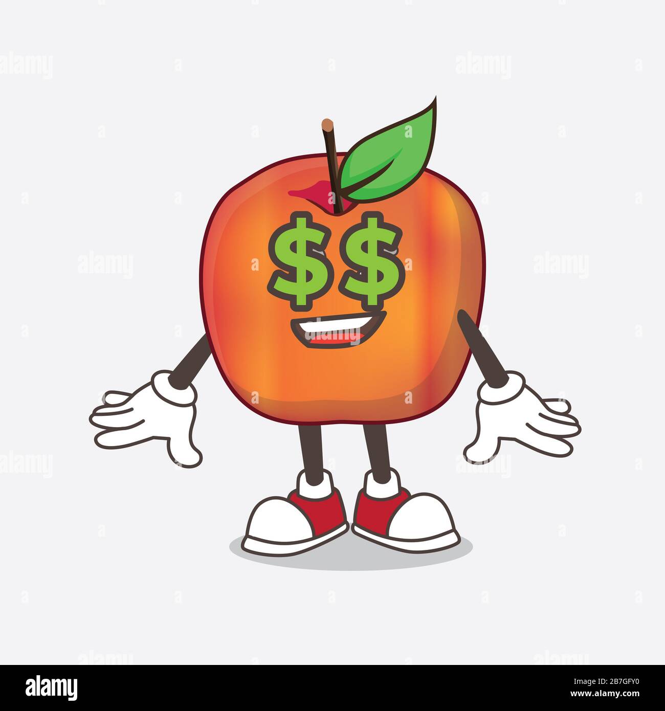 A picture of Honeycrisp Apple cartoon mascot character with money ...