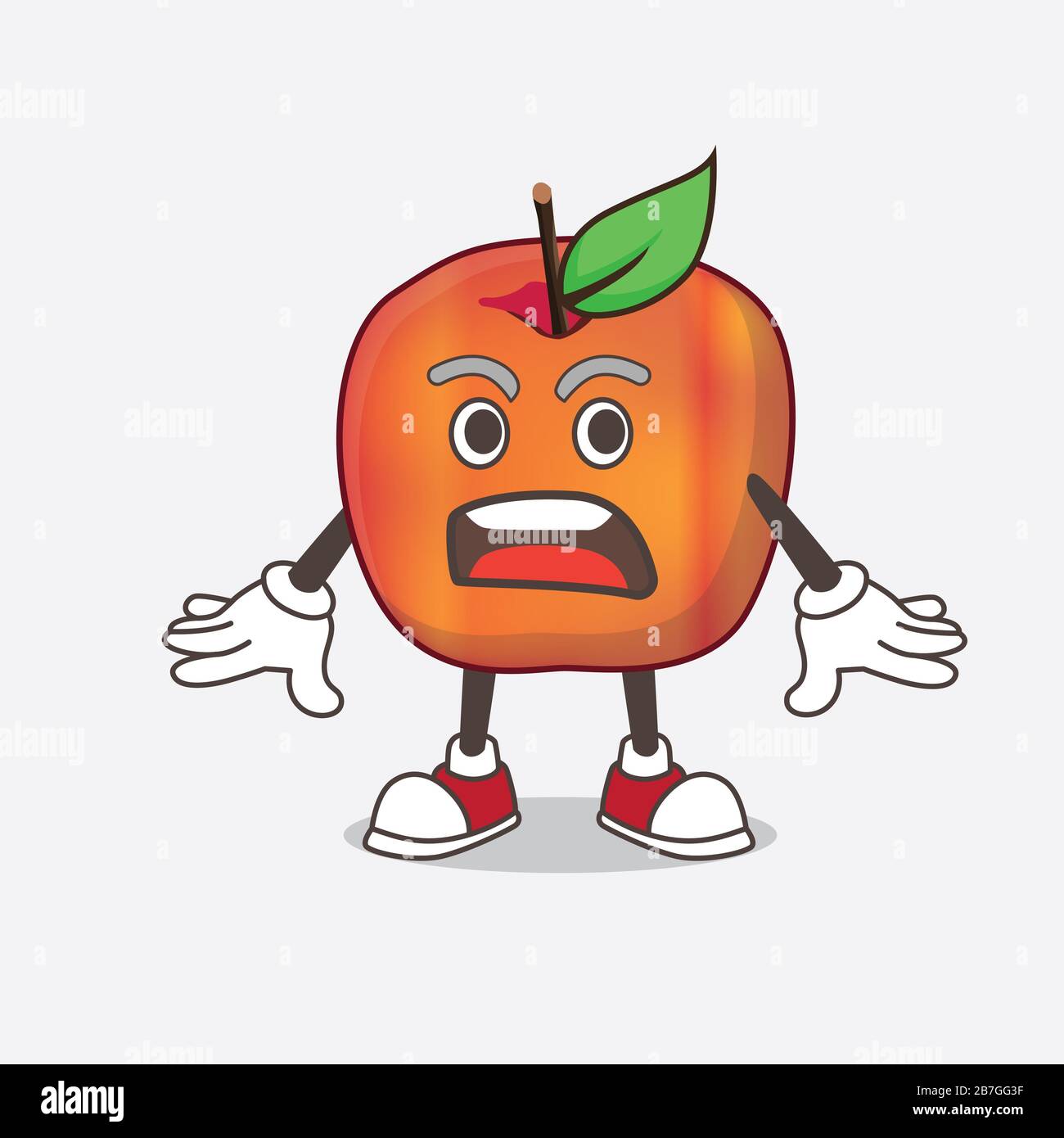 A picture of Honeycrisp Apple cartoon mascot character with a surprised ...
