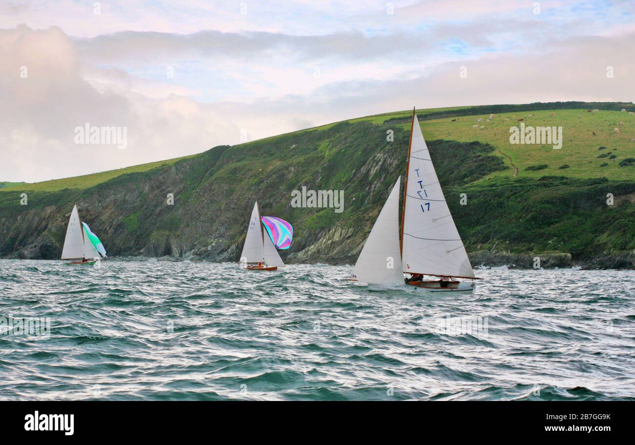 Troy class keelboats racing in the Fowey estuary, Cornwall, England, UK ...