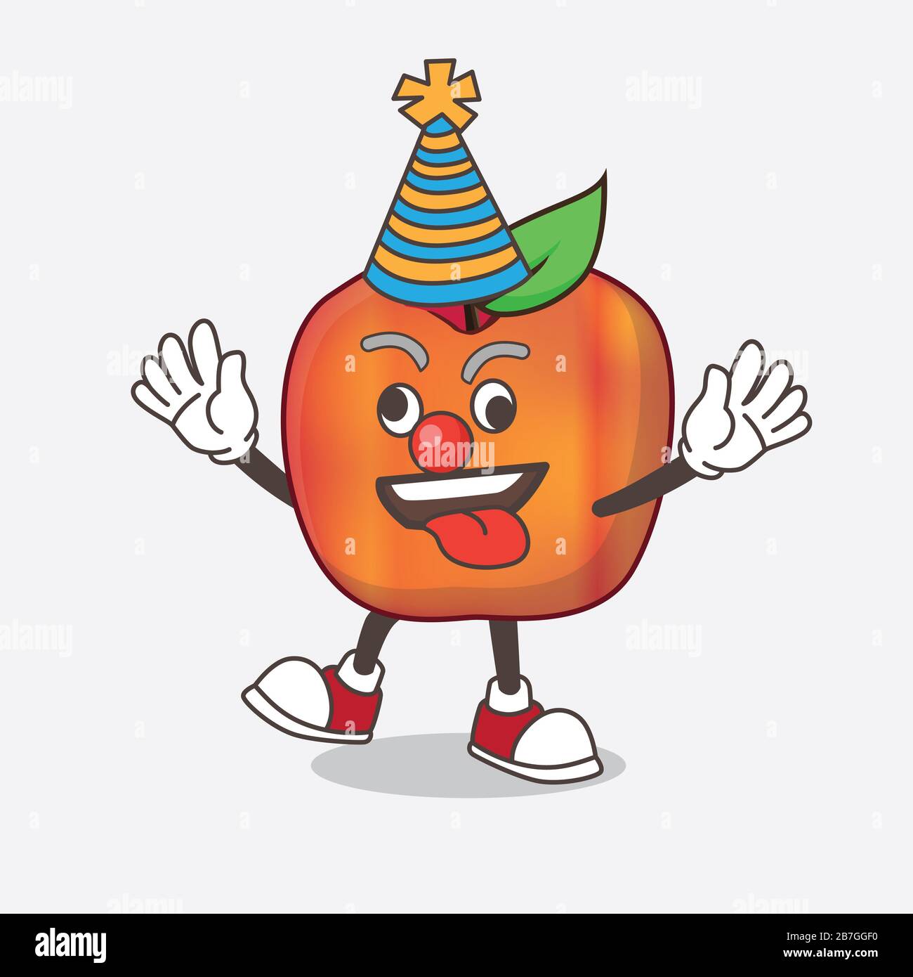 A picture of Honeycrisp Apple cartoon mascot character as funny clown ...