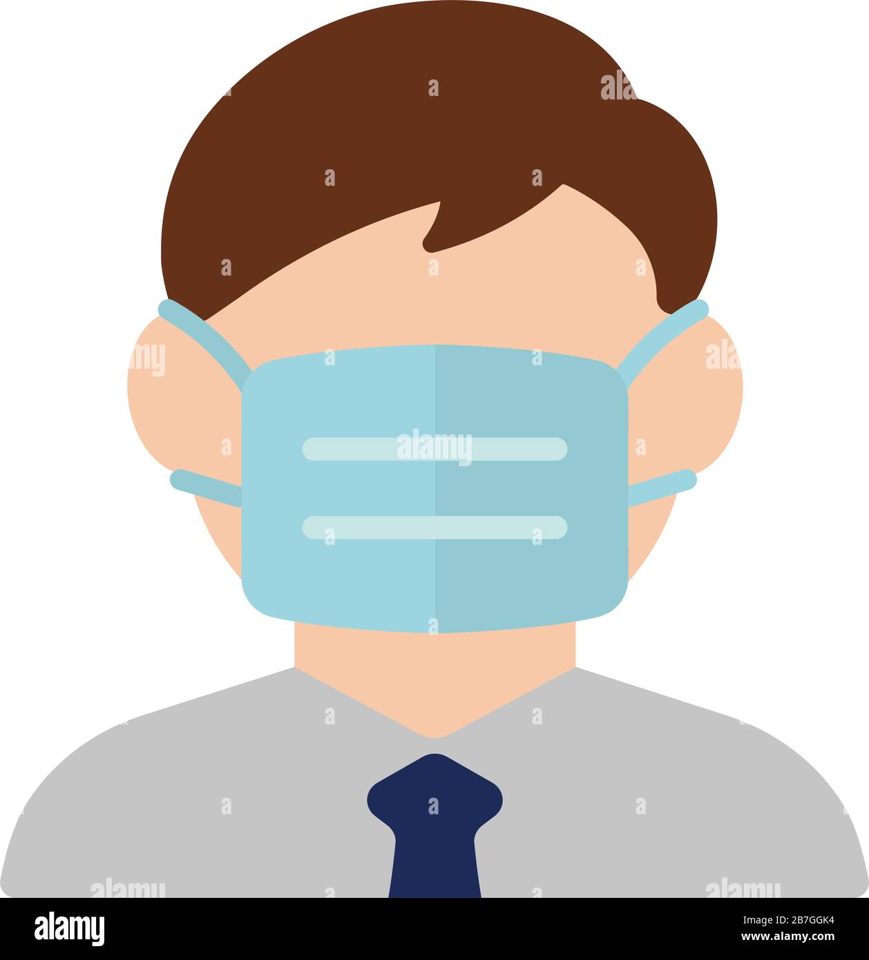 Faceless man (upper body) wearing a mask vector icon / Coronavirus ...