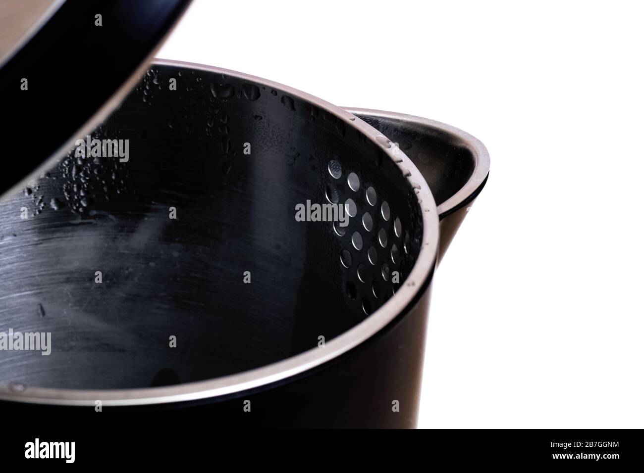 Black open electric kettle isolated on white background Stock Photo - Alamy