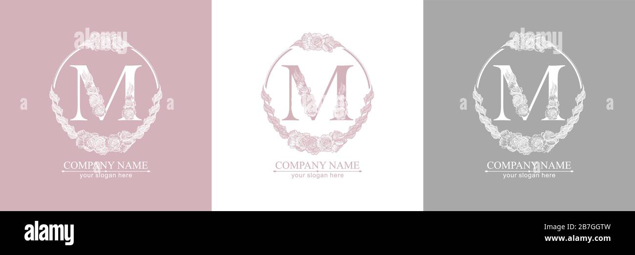 Letter M logo or monogram. For your business. Vector sign. Floral style ...