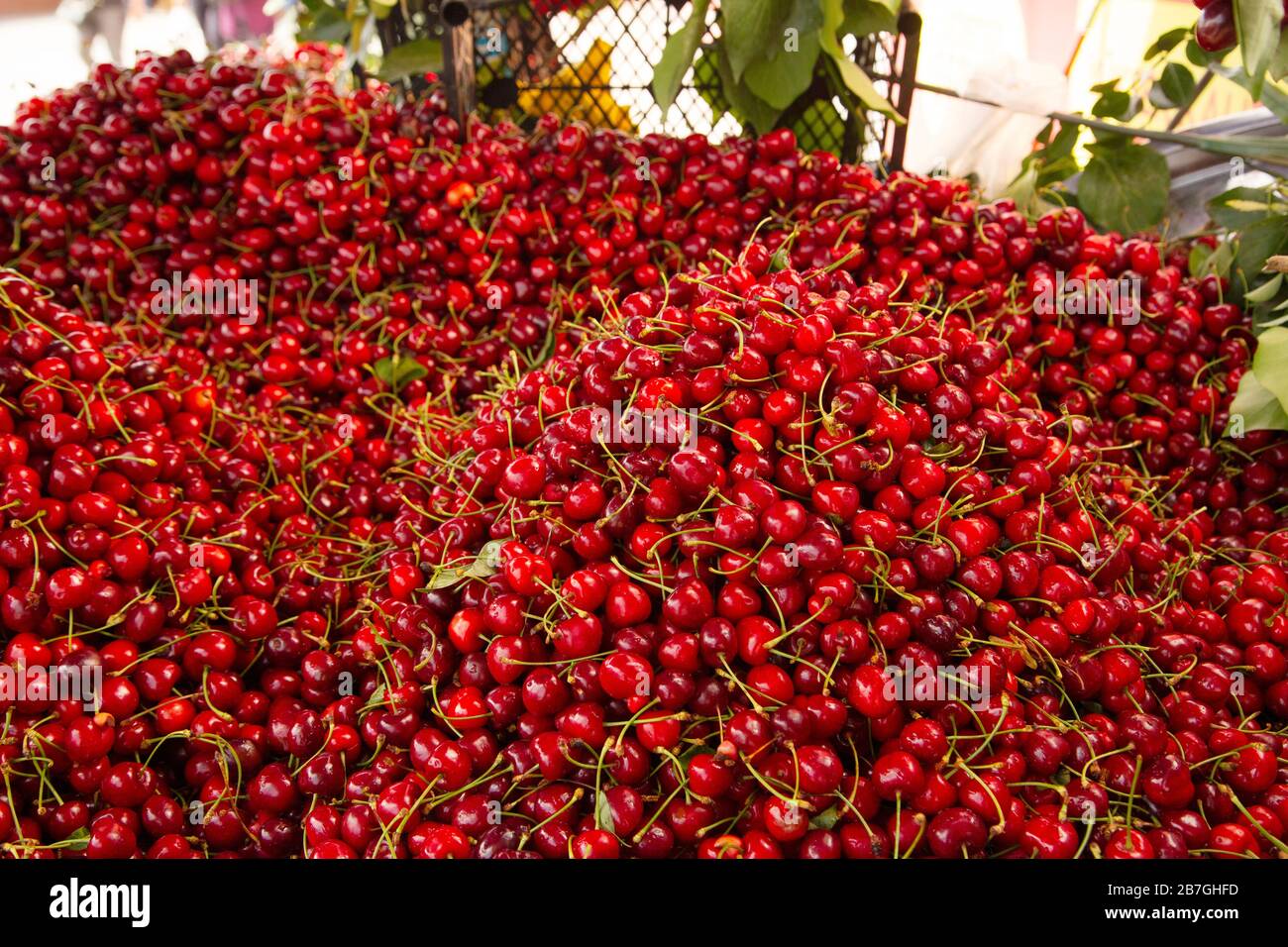 Sour cherry in the Turkish bazaar Stock Photo - Alamy