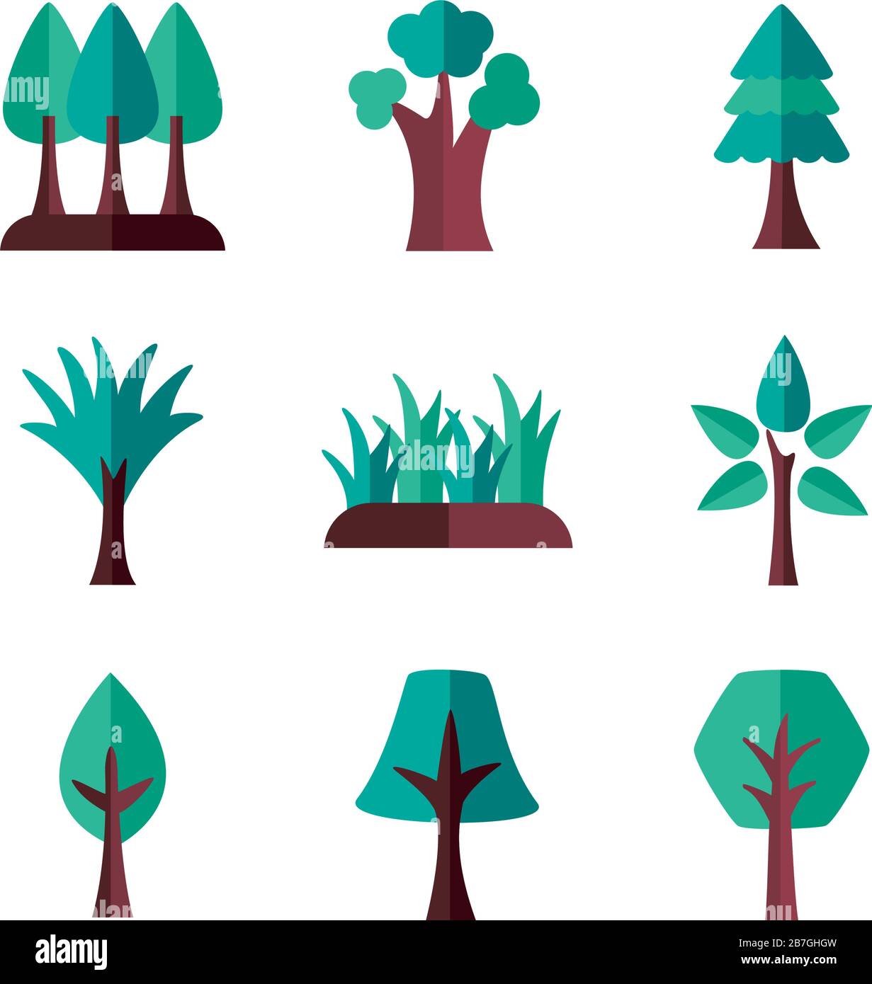 bundle of trees flat style icons Stock Vector Image & Art - Alamy