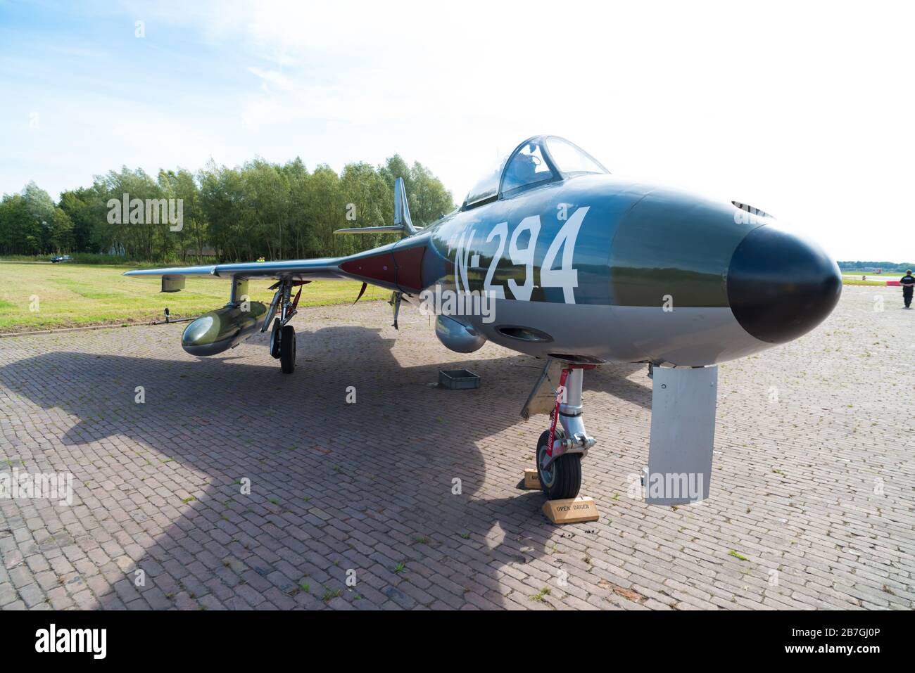 ENSCHEDE, NETHERLANDS - AUGUST 16, 2018: Old military fighter jet on ...