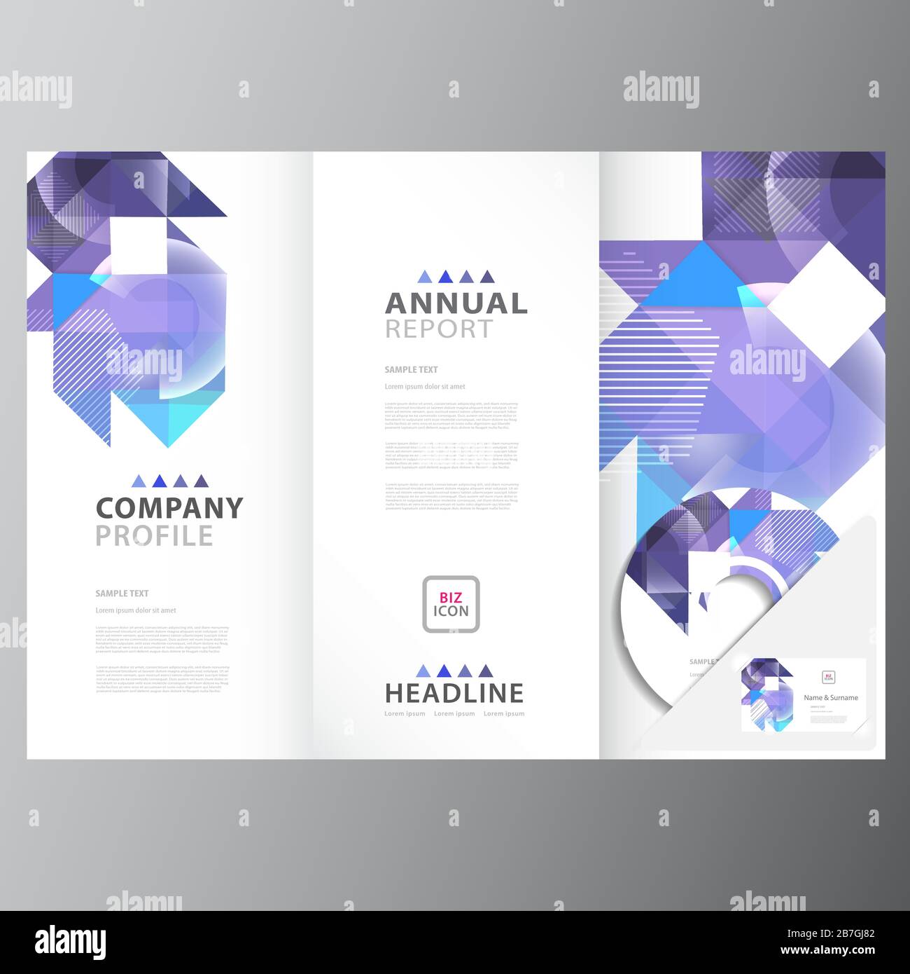Annual business report brochure triple layout template Stock Vector ...