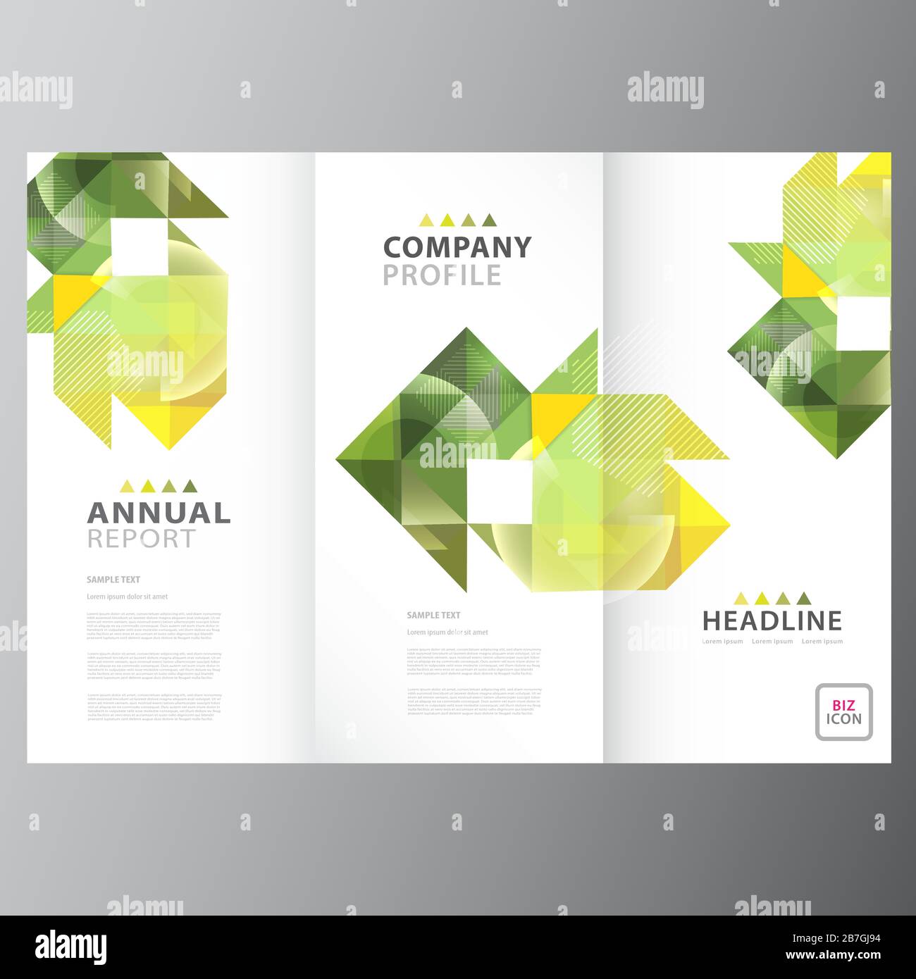 Annual business report brochure triple layout template Stock Vector ...