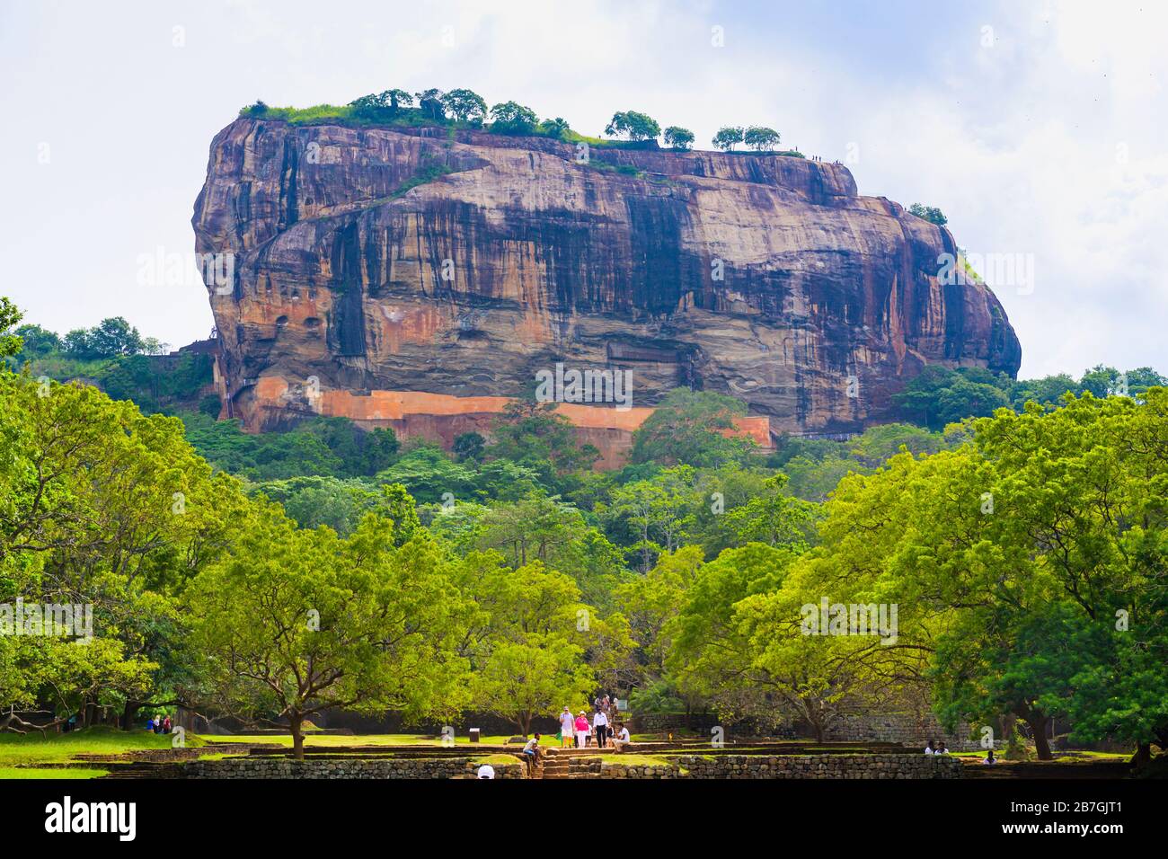 Asia Sri Lanka Palace Pleasure Garden path to Sigiriya Rock tourists ...