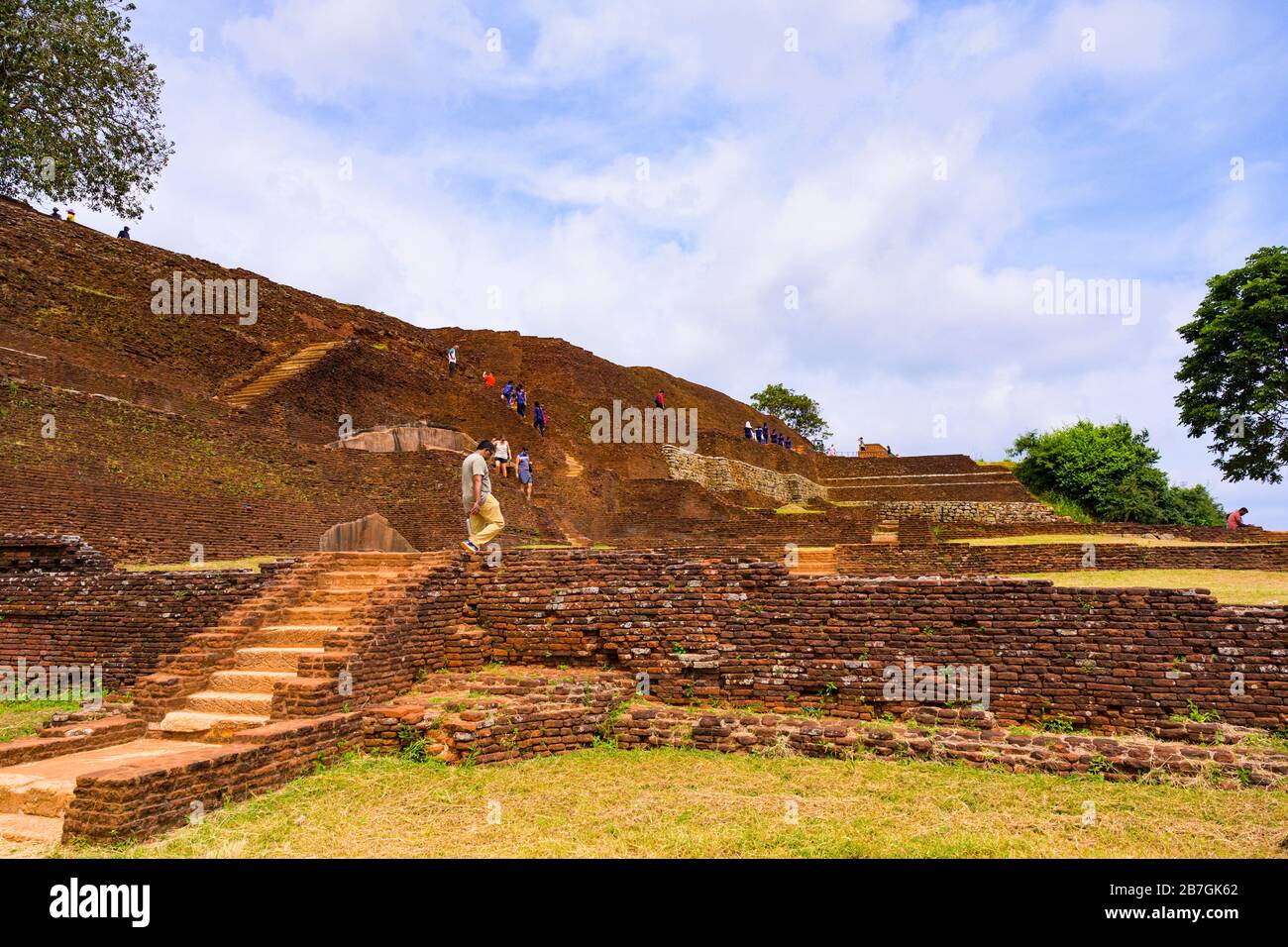 Asia Sri Lanka Sigiriya Rock Palace Complex multilevel ruins detail ...