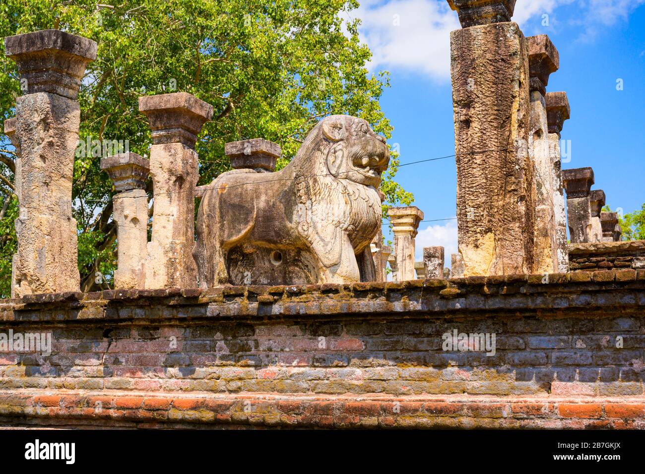Asia Sri Lanka Polonnaruwa Dipauyana Island Park Gardens ruins Royal ...