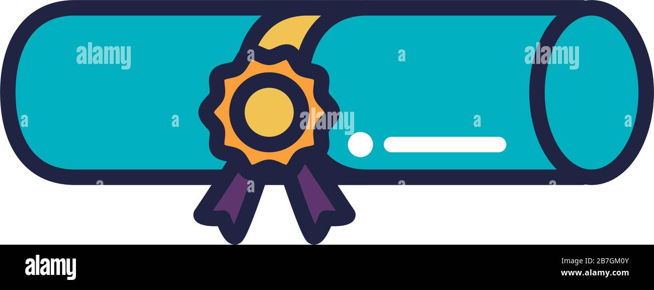 diploma certificate graduation line and fill style Stock Vector Image ...