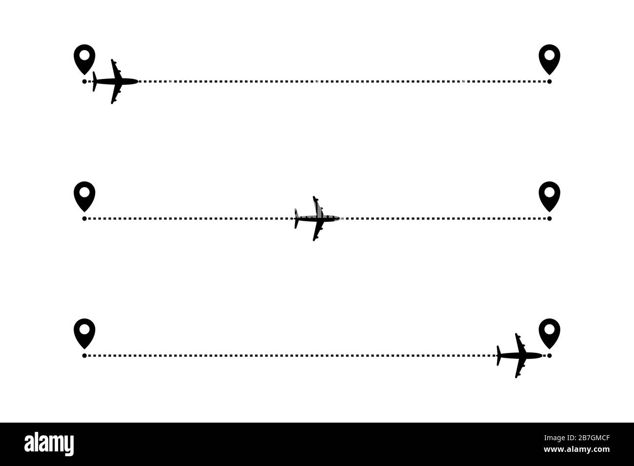 Airplane routes. Start, mid and finish. Vector Stock Vector Image & Art ...