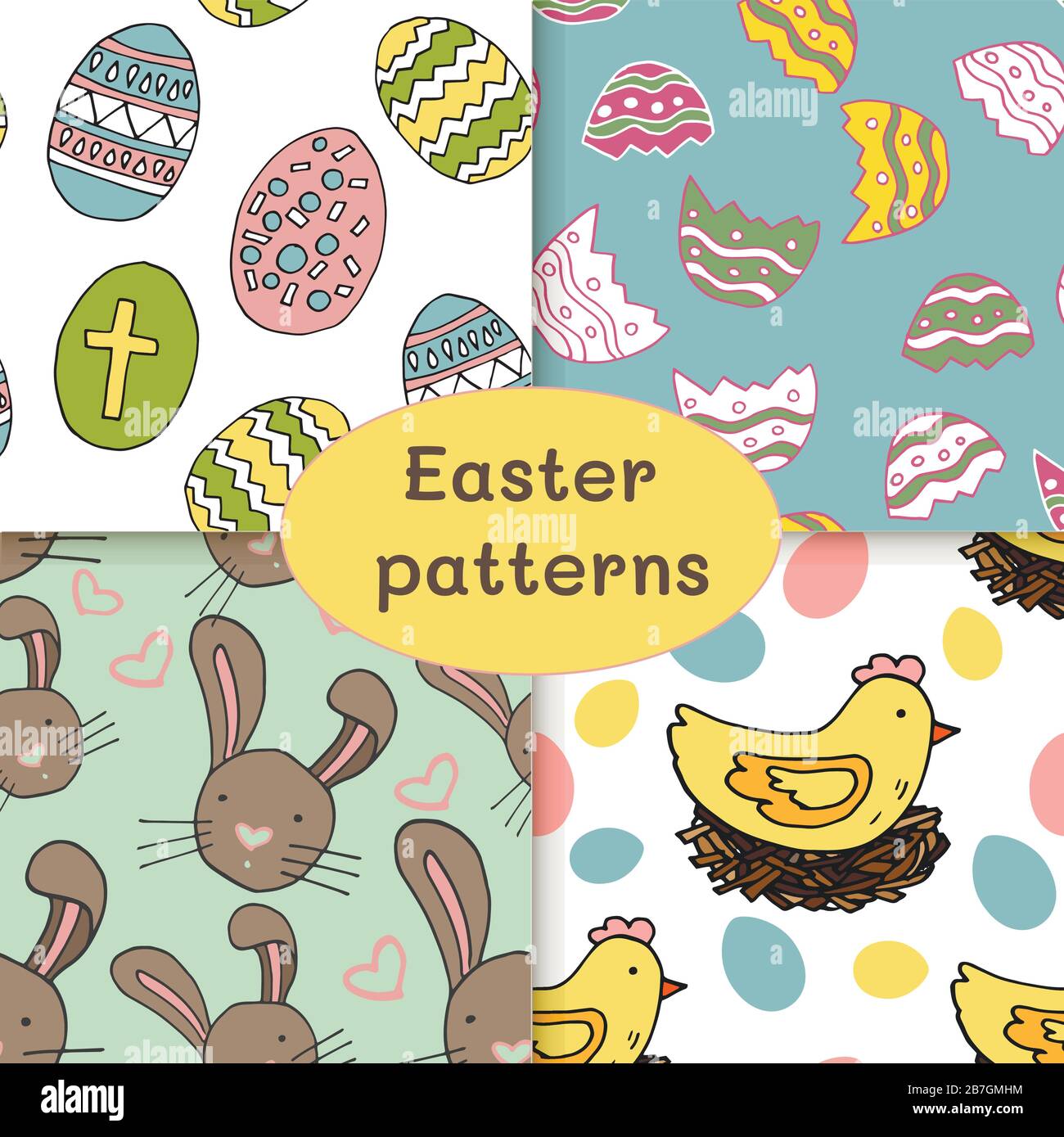 Set of easter patterns, diffrent backgrounds, colorful, various Stock ...