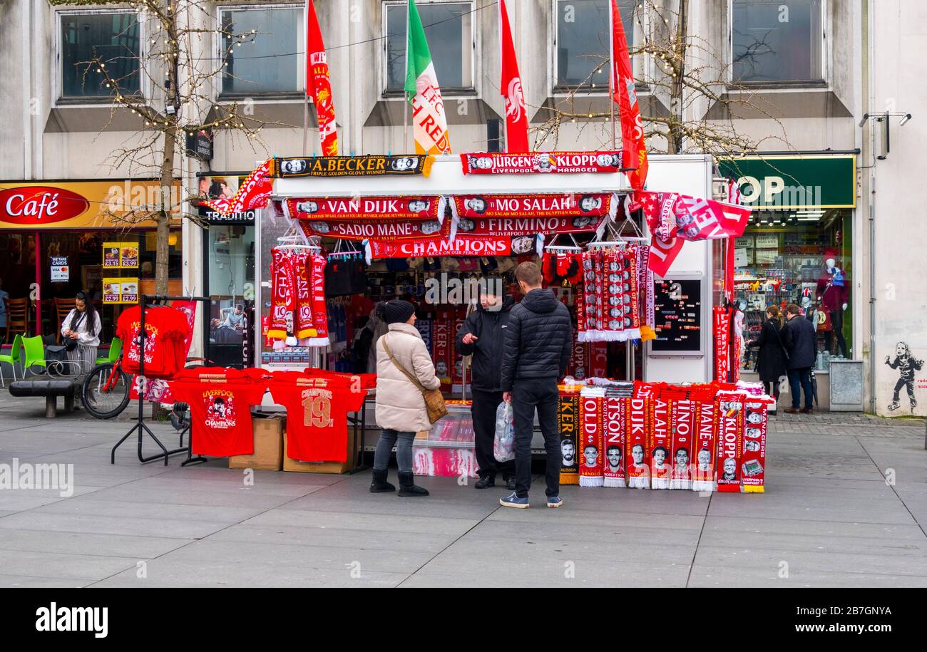 Stand with fan memorabilia of Liverpool Football Club Stock Photo - Alamy