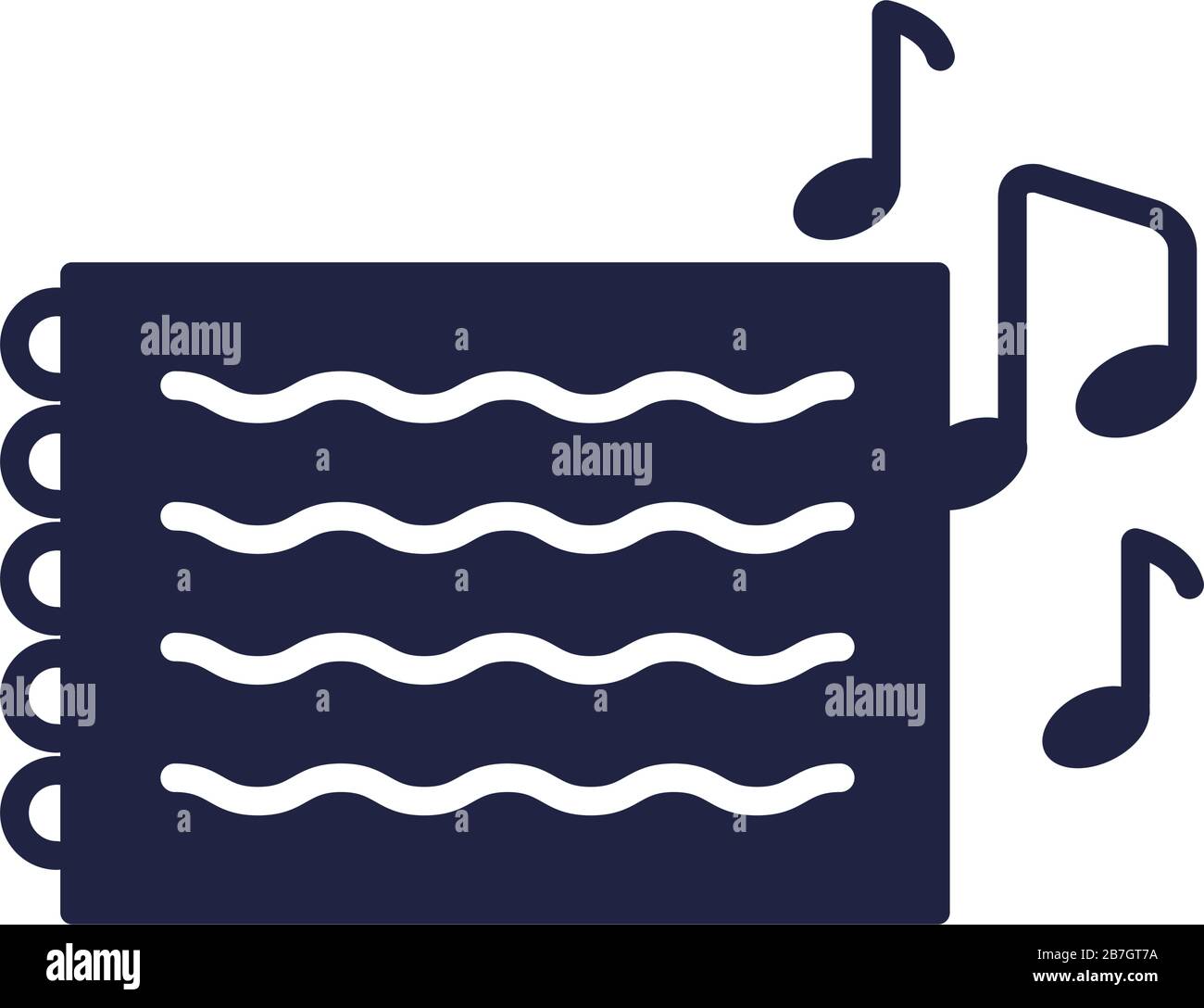 notebook with music notes silhouette style Stock Vector Image & Art - Alamy