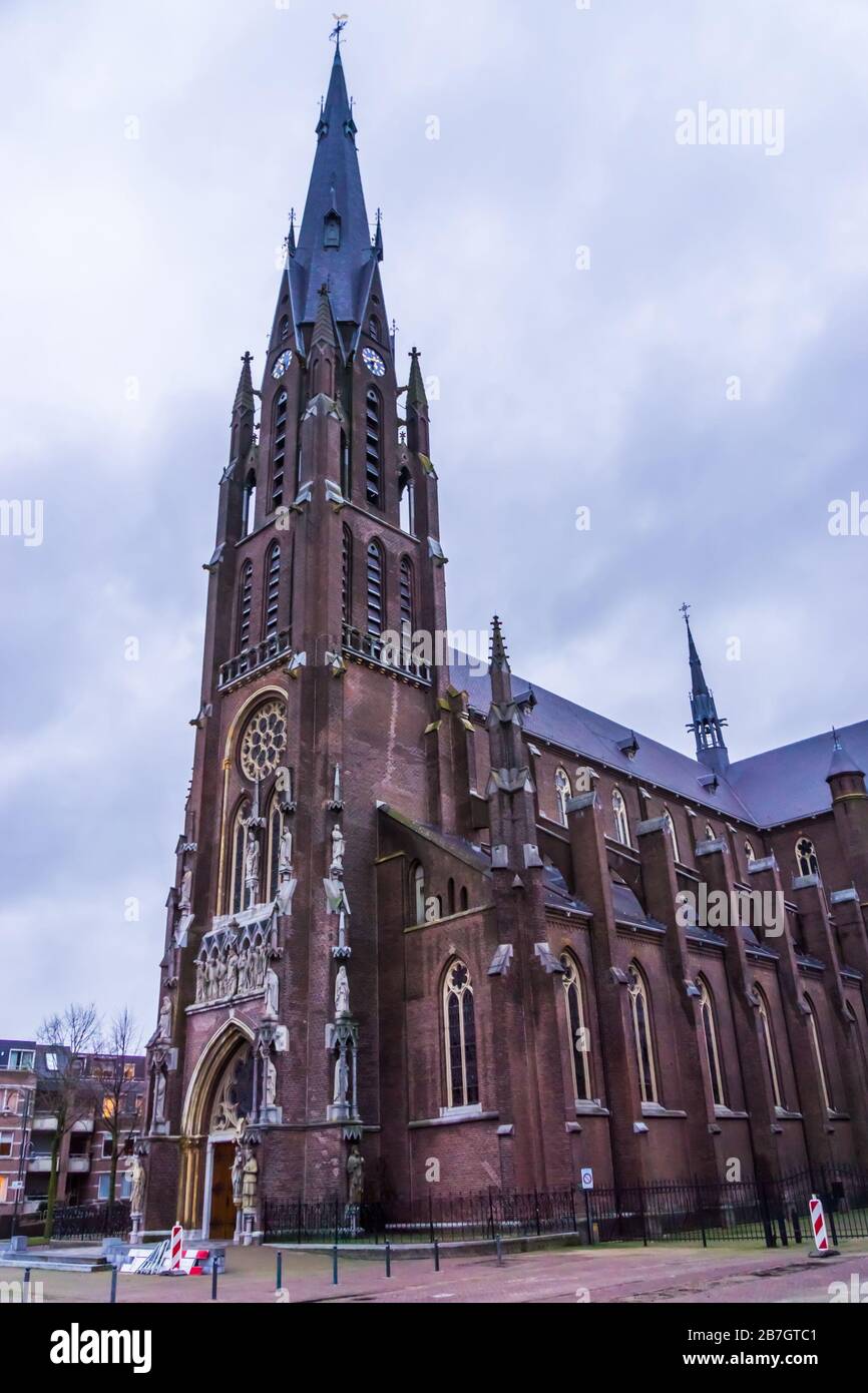 side view of the Saint Lambertus church in Veghel city, the Netherlands ...