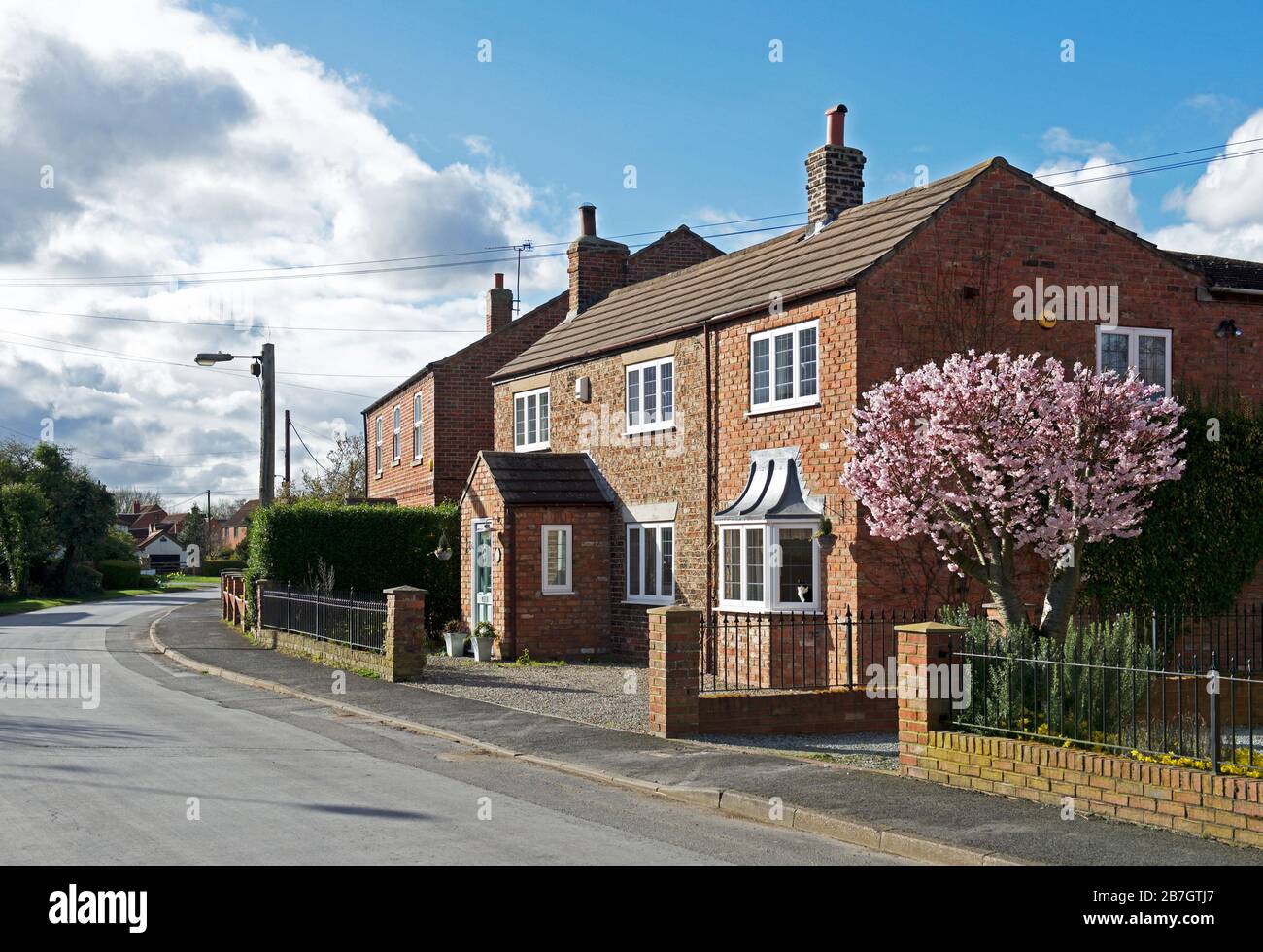 Main Street in the village of Ellerton, East Yorkshire, England UK ...
