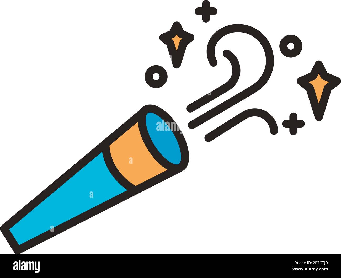 happy birthday cornet line and fill style icon Stock Vector Image & Art ...
