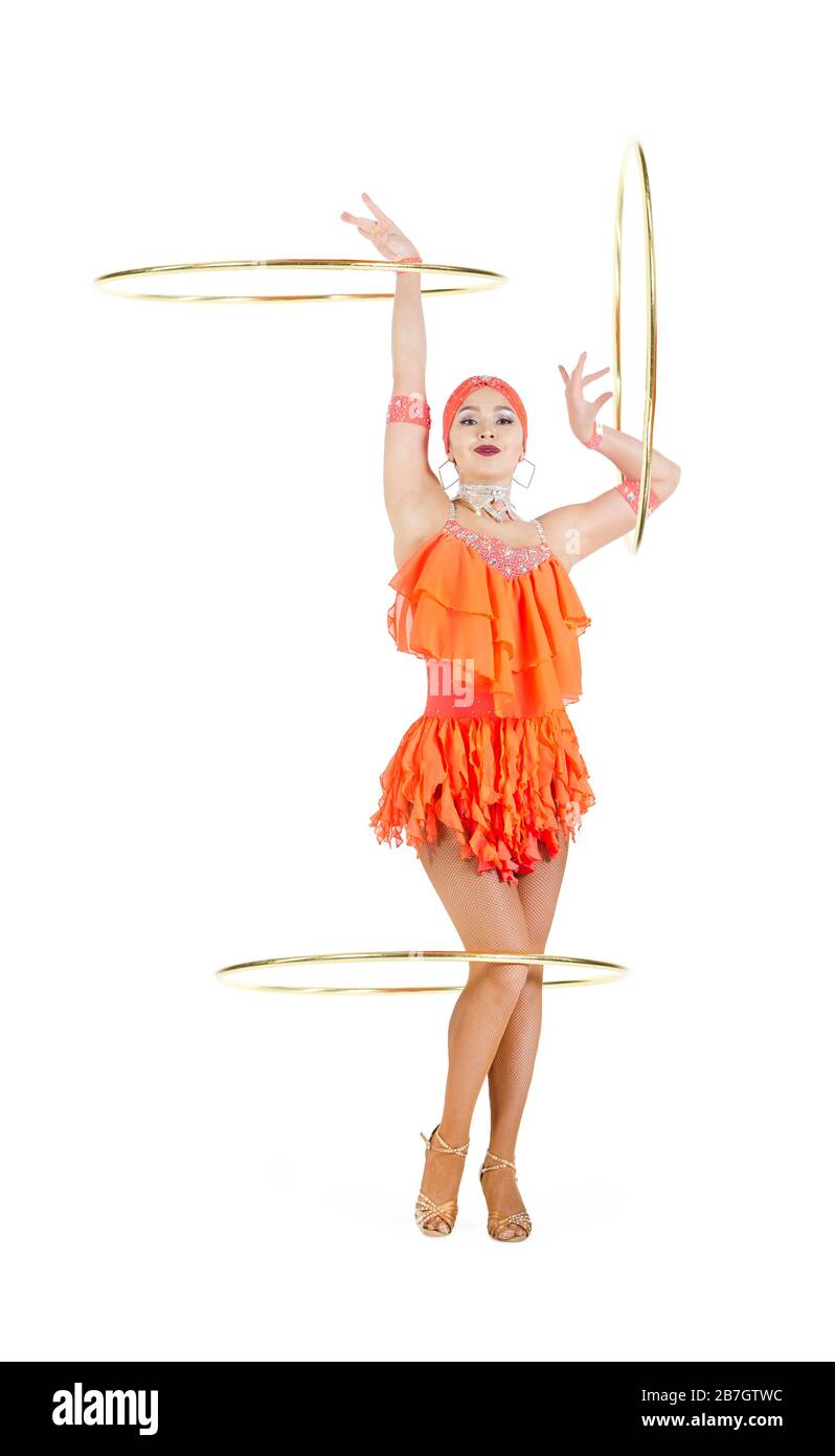 Beautiful woman gymnast performs Cut Out Stock Images & Pictures - Alamy