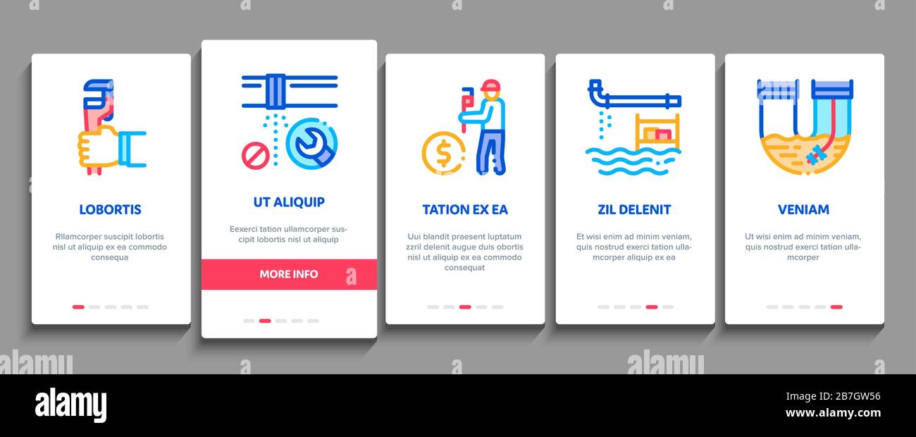 Plumber Profession Onboarding Elements Icons Set Vector Stock Vector ...