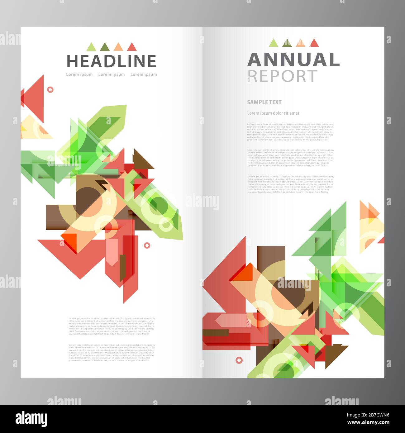 Annual business report brochure triple layout template Stock Vector ...