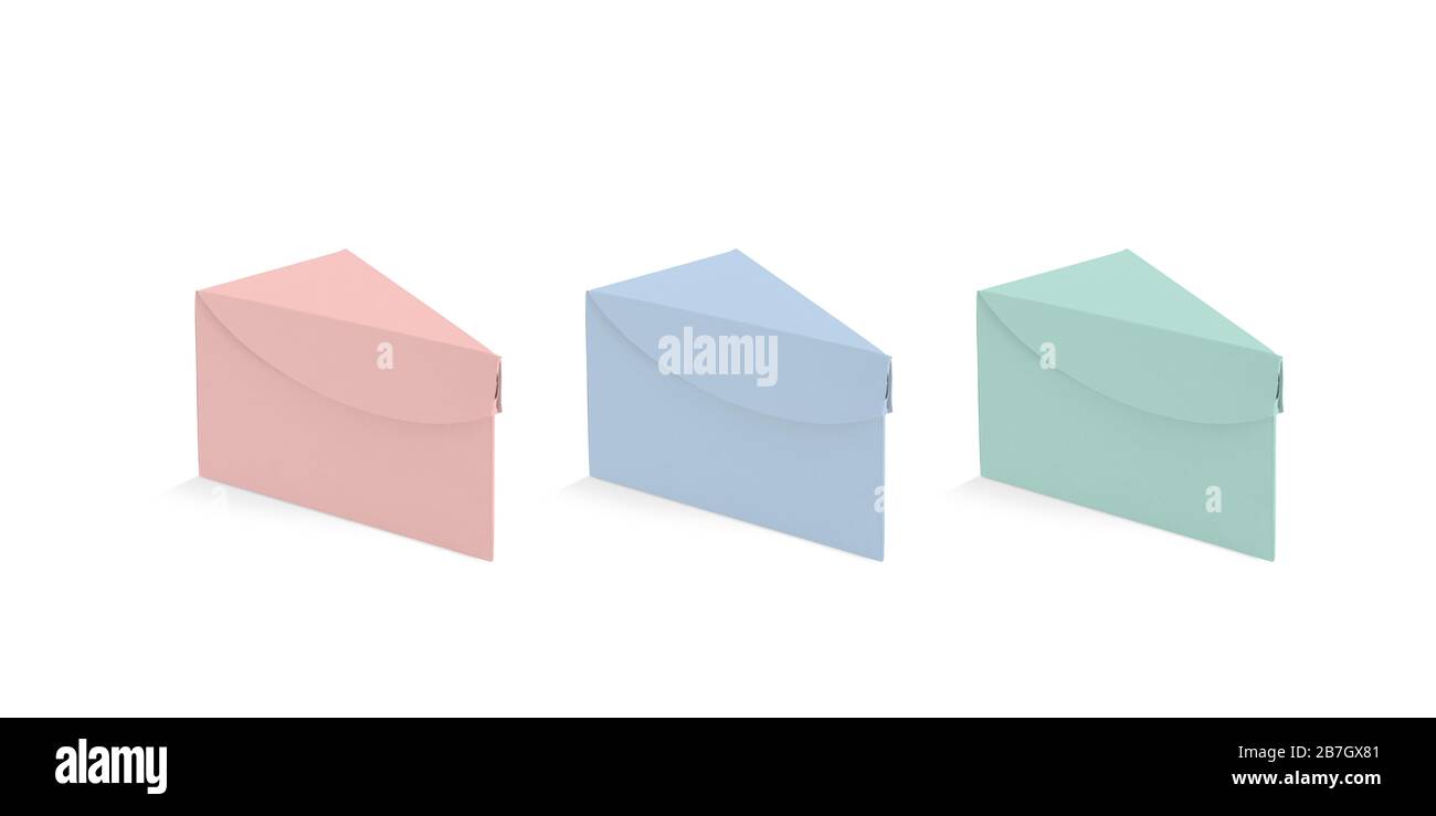 Blank colored cake piece box mock up, side view Stock Photo - Alamy
